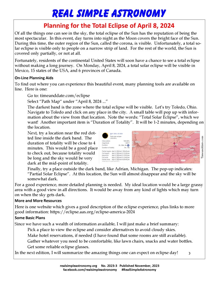 Planning for the April Eclipse – Real Simple Astronomy